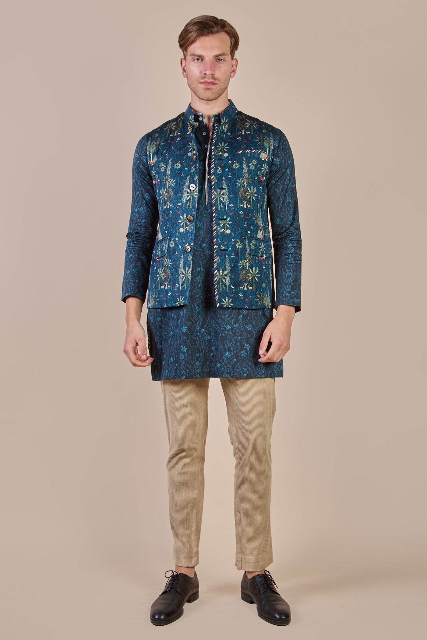 Prussian Blue Nehru Jacket | CHHĒ