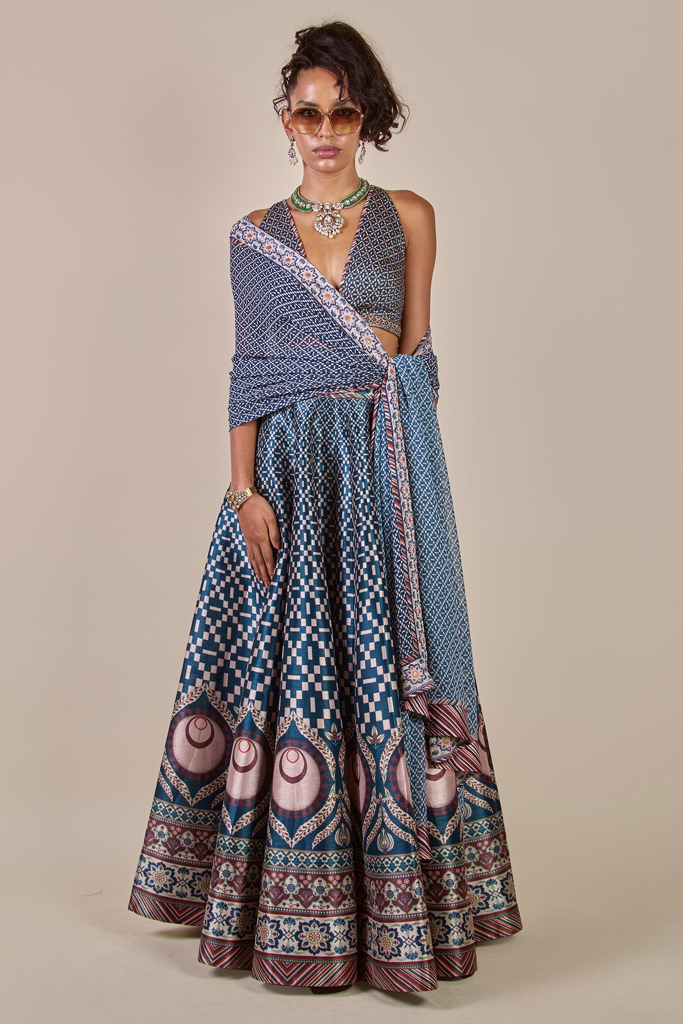 Navy Blue - Ivory Stole | CHHĒ