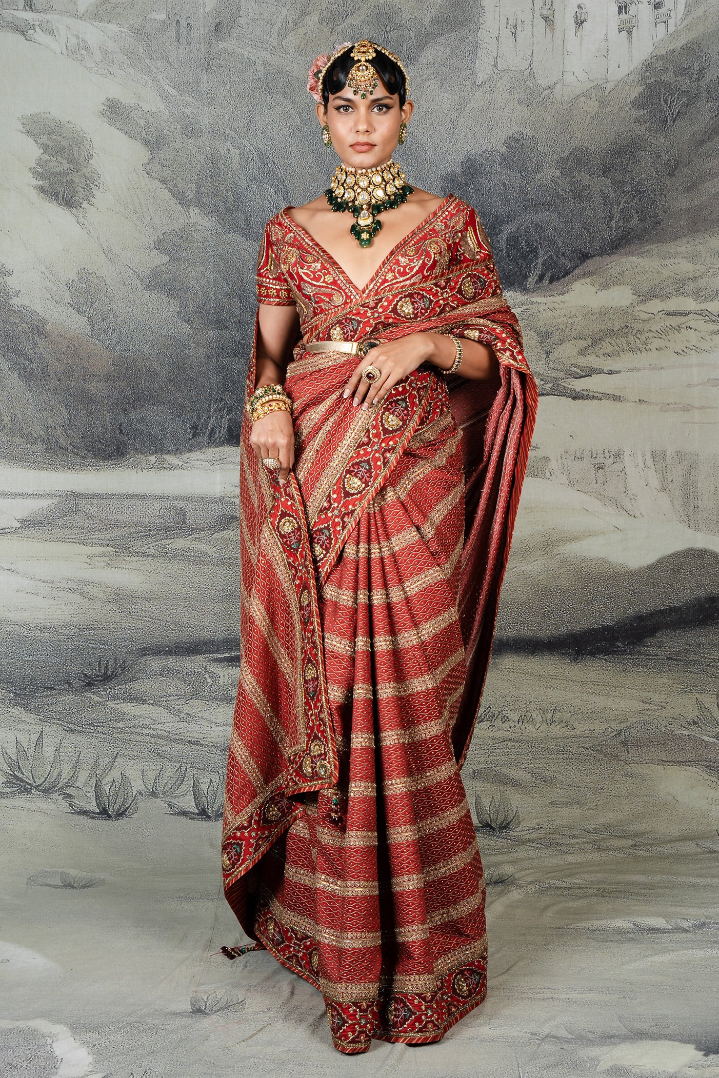 Crimson Red Saree Set | BARODA