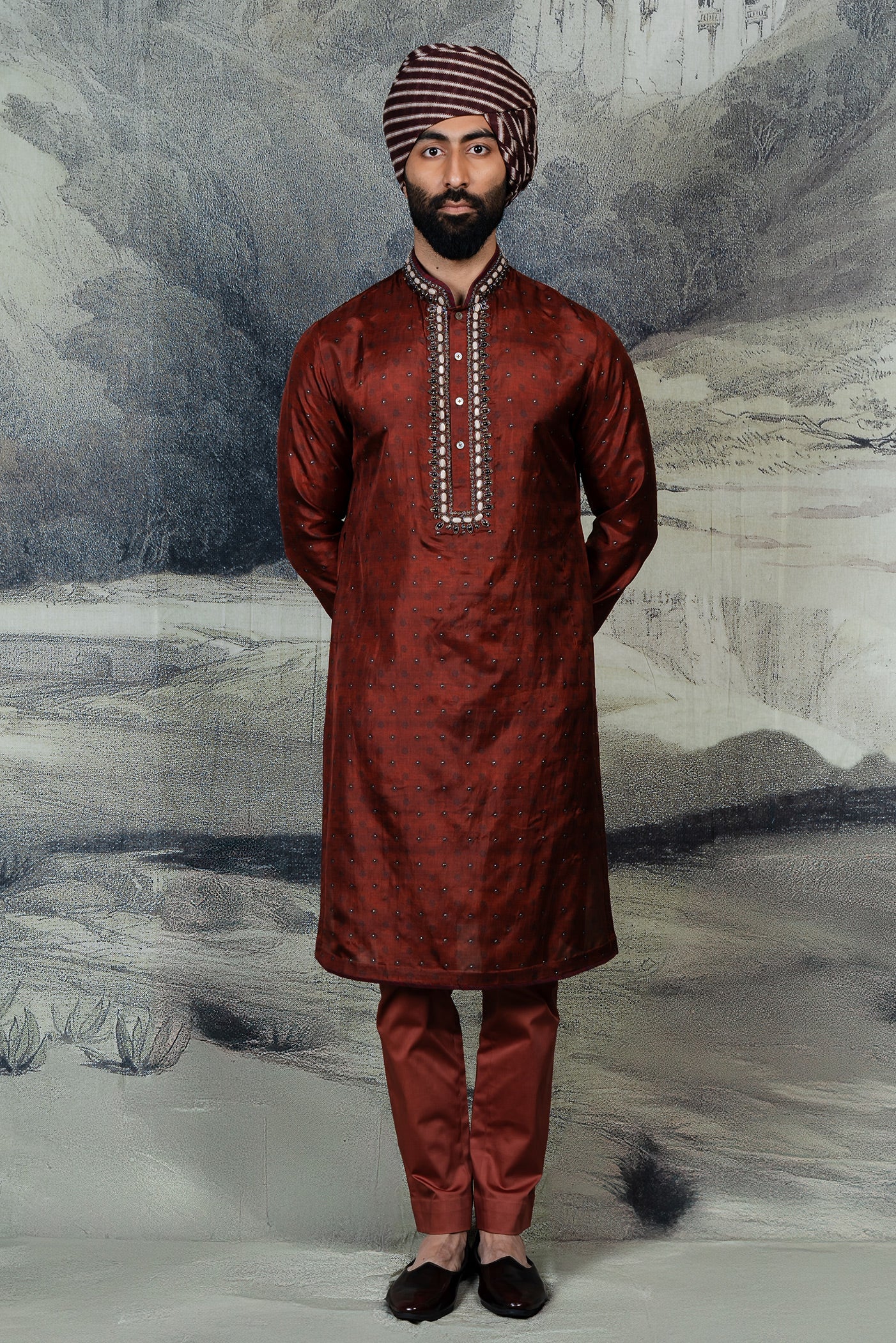 Vinatge Maroon Kurta Set | BARODA